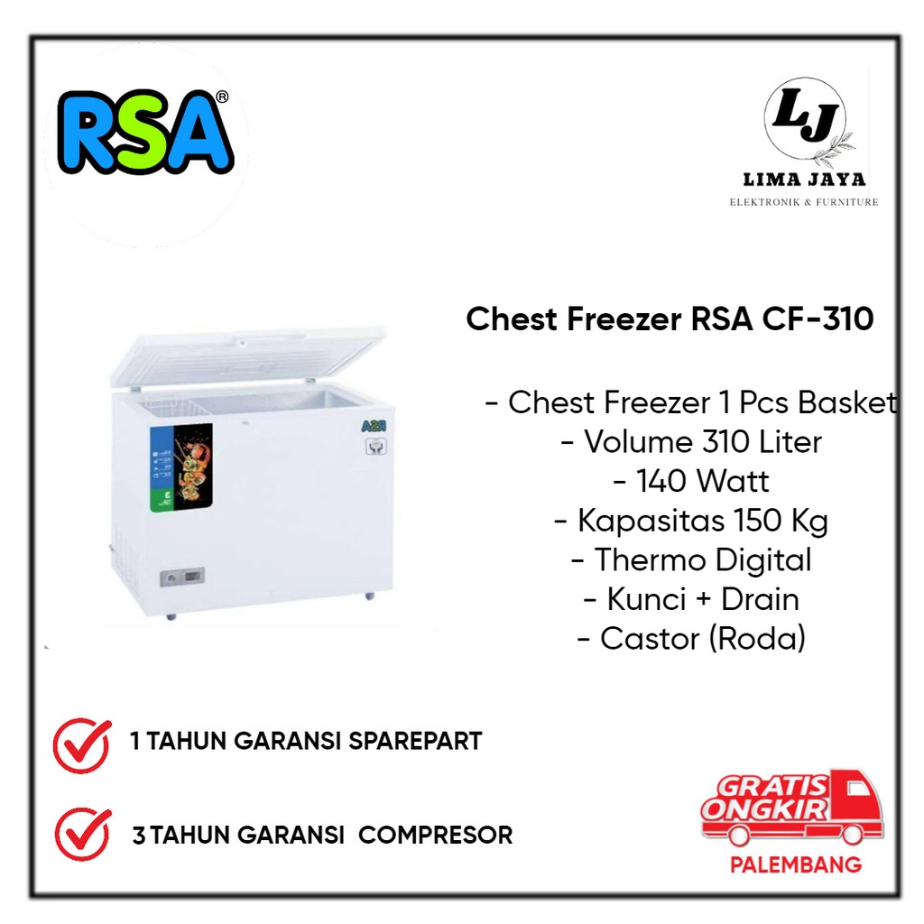 Jual Chest Freezer RSA CF-310Q Freezer Box Lemari Pembeku RSA | Shopee ...