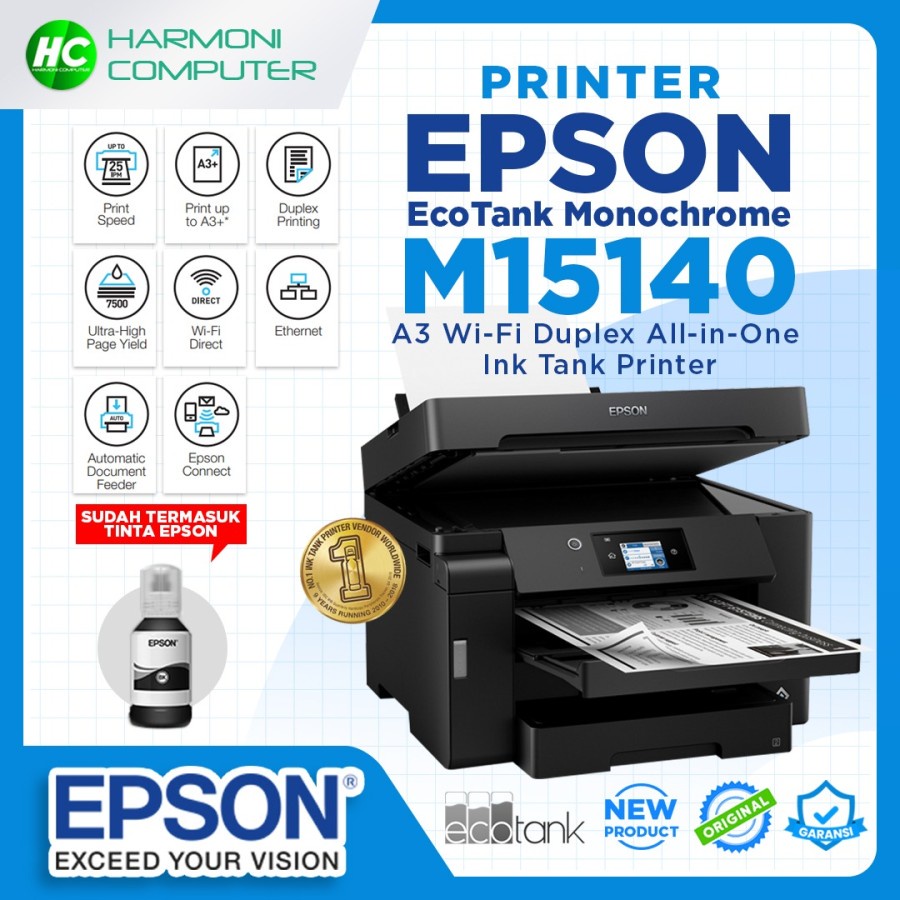 Jual PRINTER EPSON M15140 / M 15140 A3 MONO A3 SPC WIFI DUPLEX | Shopee ...