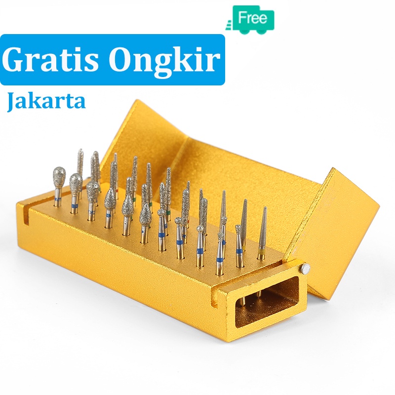 Jual 30PCS Dental Bur Diamond High Speed isi 30 Burs Tempat Kotak Logam ...