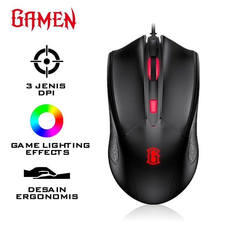 Jual GAMEN Mouse GM100 Gaming 3 Level DPI 8 Million Switch - Mouse ...
