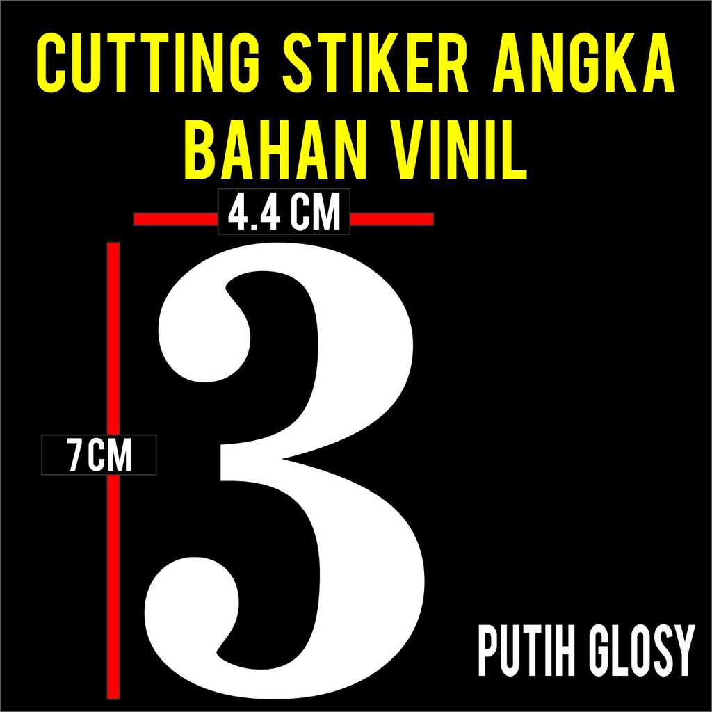 Jual sticker cutting angka warna putih glossy satuan - cutting stiker ...