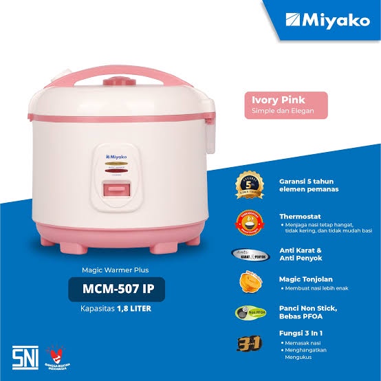 Jual Miyako MCM 507 IP - Magic Com / Rice Cooker 1.8 Liter | Shopee ...