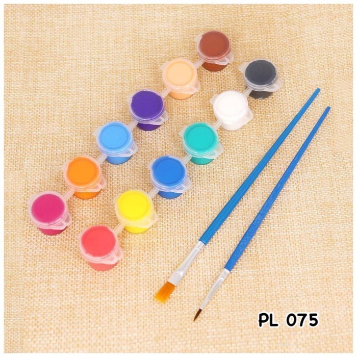 Jual ALAT MELUKIS CAT AIR 12 WARNA + 2 KUAS Gambar Anak Set Lukis Art ...