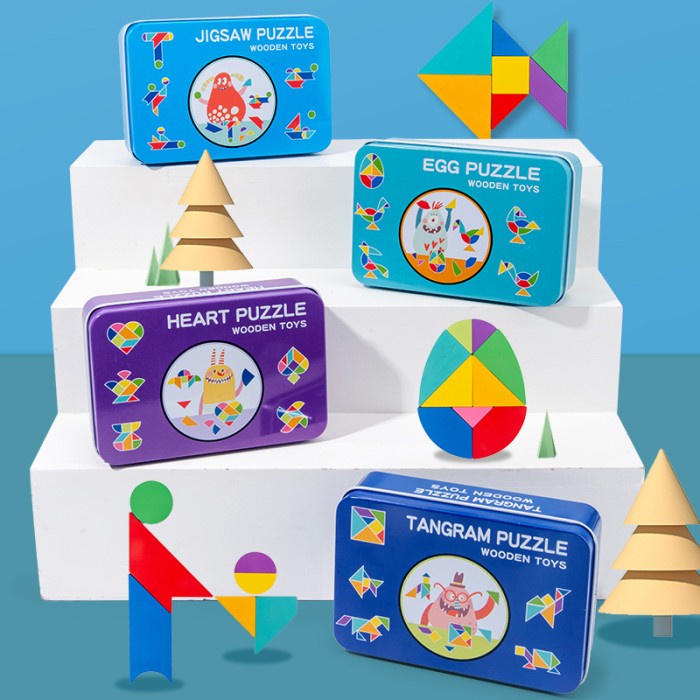 Jual Wooden Puzzle Tin Box -Tangram | Shopee Indonesia