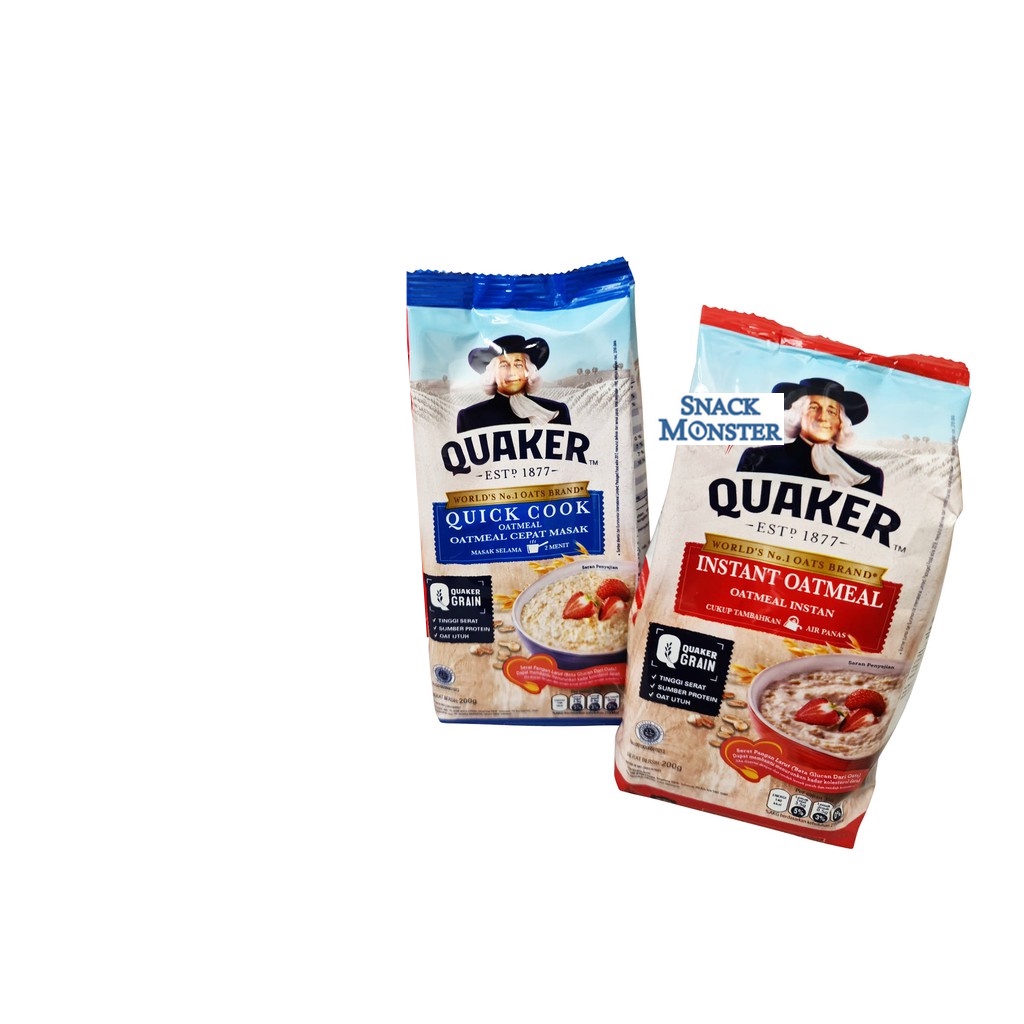 Jual Quaker Oatmeal Instant / Quick Cooking - Netto 200 gr | Shopee ...