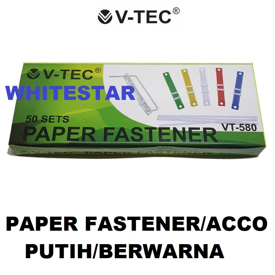 Jual paper fastener file / acco / aco / ako plastik v-tec putih ...