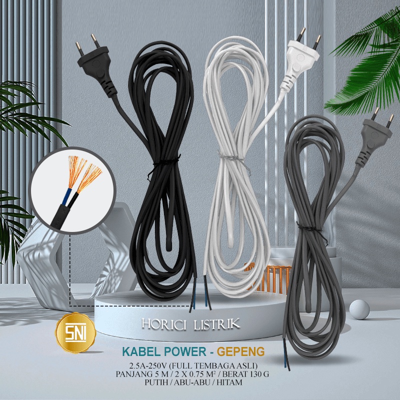 Jual 5M ASLI TEMBAGA KABEL POWER / KABEL AC 220V / KABEL BUNTUNG ...