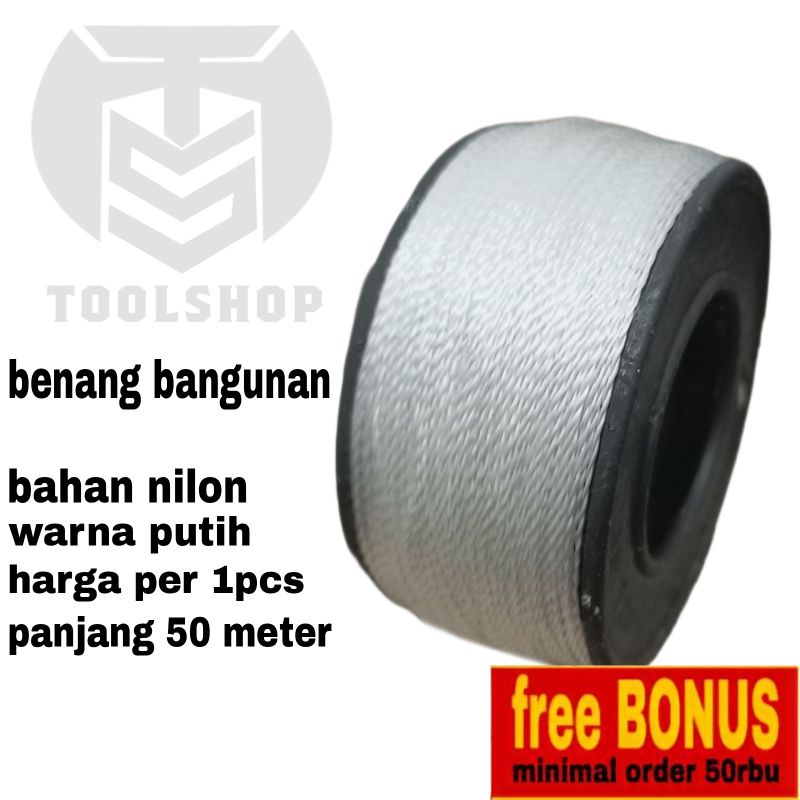 Jual Benang Bangunan 30 Meter Benang Nilon Putih Tali Sol | Shopee ...