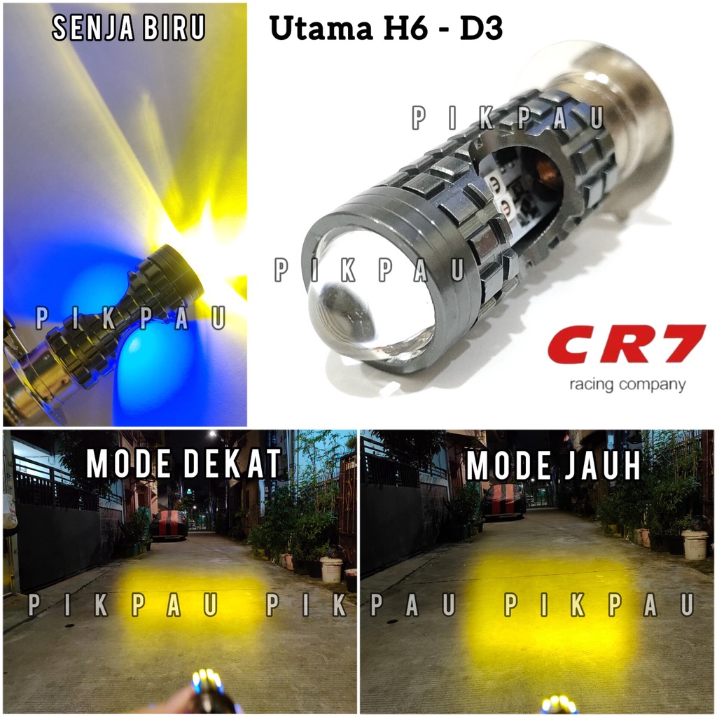 Jual CR7 Lampu Utama LED H6 D3 Tipe Laser Senja Biru High Low | Shopee Indonesia