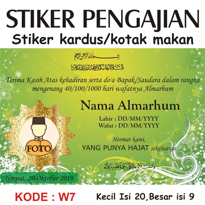 Jual Stiker Acara pengajian 7 hari/40 hari/100 hari/1000 hari - Stiker ...