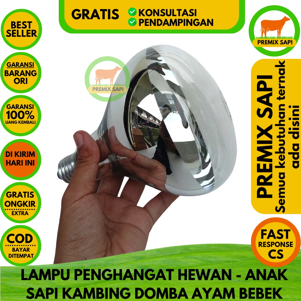 Jual Lampu Penghangat Hewan 100W 150W 200W - Untuk Anak Ayam Kambing ...