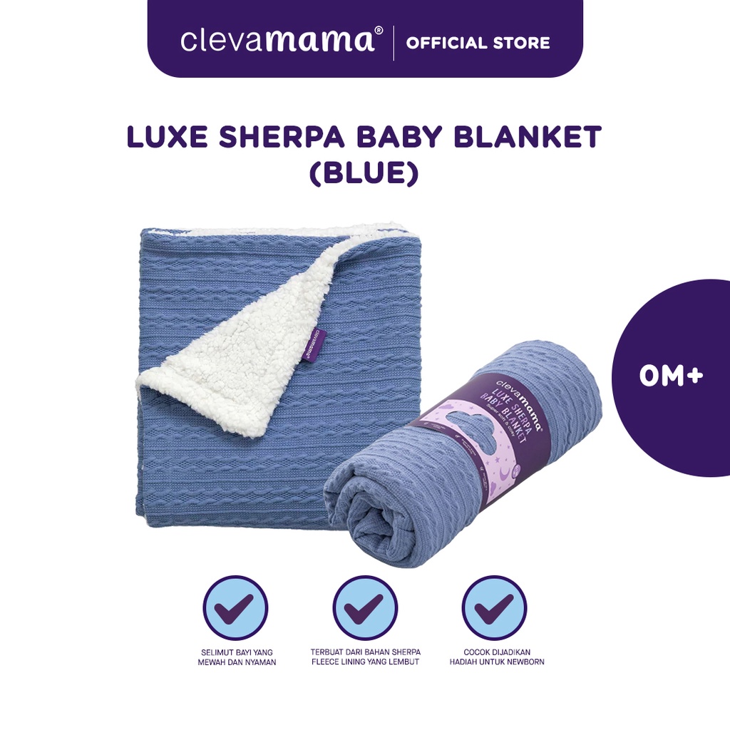 Jual Clevamama - Luxe Sherpa Baby Blanket Blue - Selimut Bayi | Shopee ...
