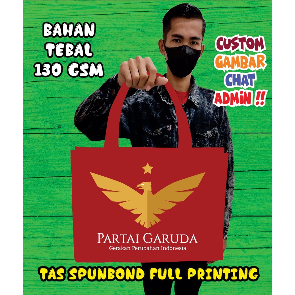 Jual Tas Tote Bag PARTAI GARUDA/Tas Spundbond Tebal Desain PARTAI ...