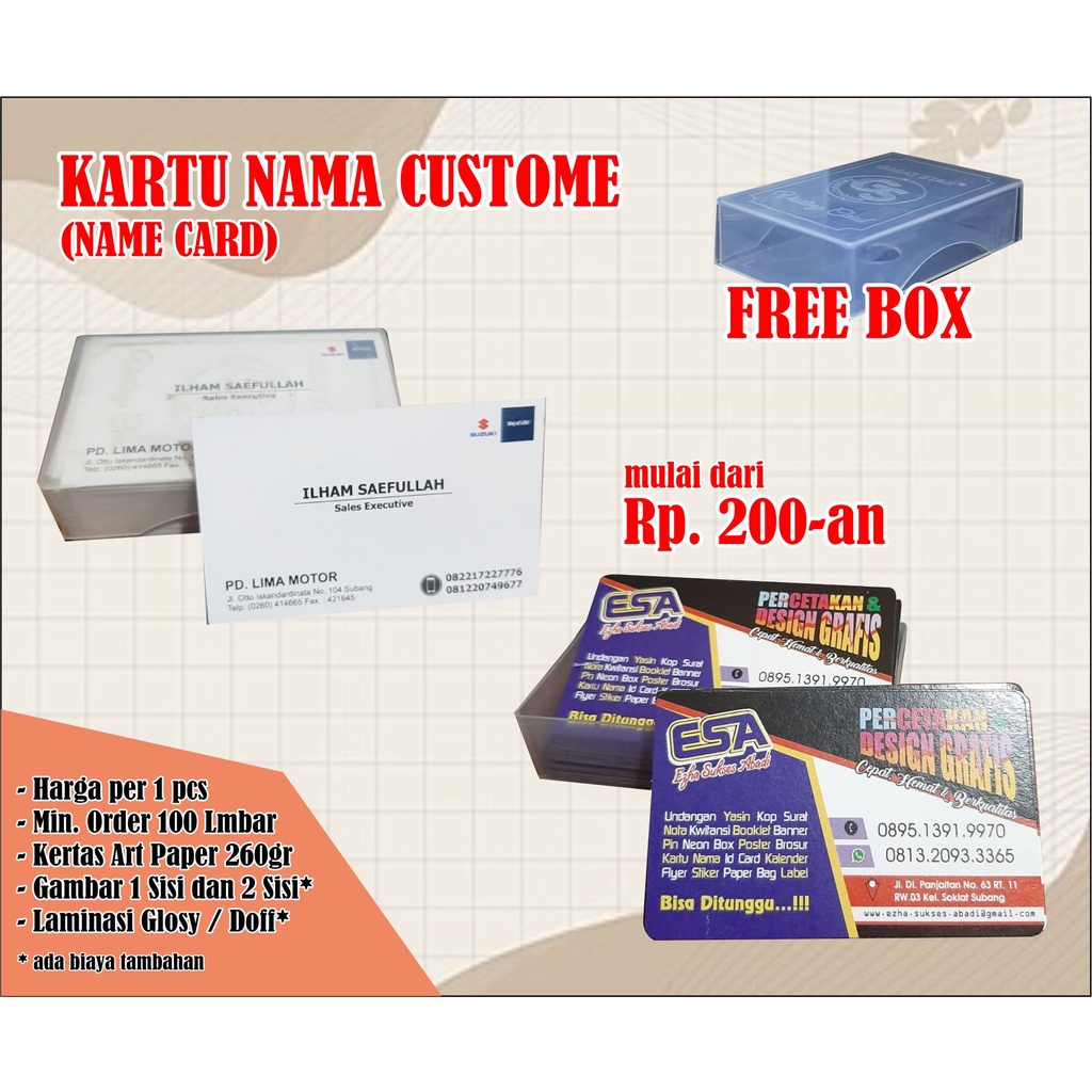 Jual (FREE DESIGN) NAME CARD | KARTU NAMA | IDENTITAS | KANTOR | CUSTOM ...