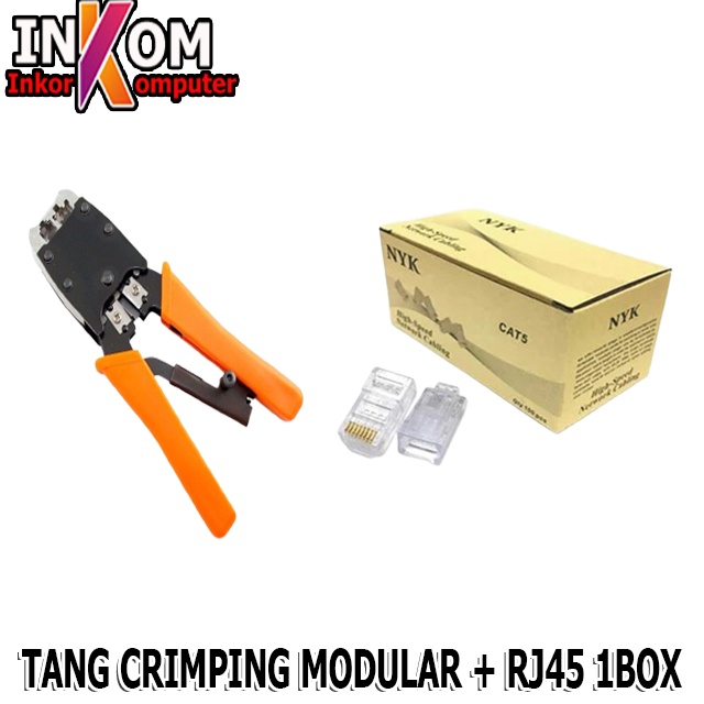 Jual TANG CRIMPING PLUS KONEKTOR RJ45 CAT5 ISI 100PCS - RJ45+MODULAR ...