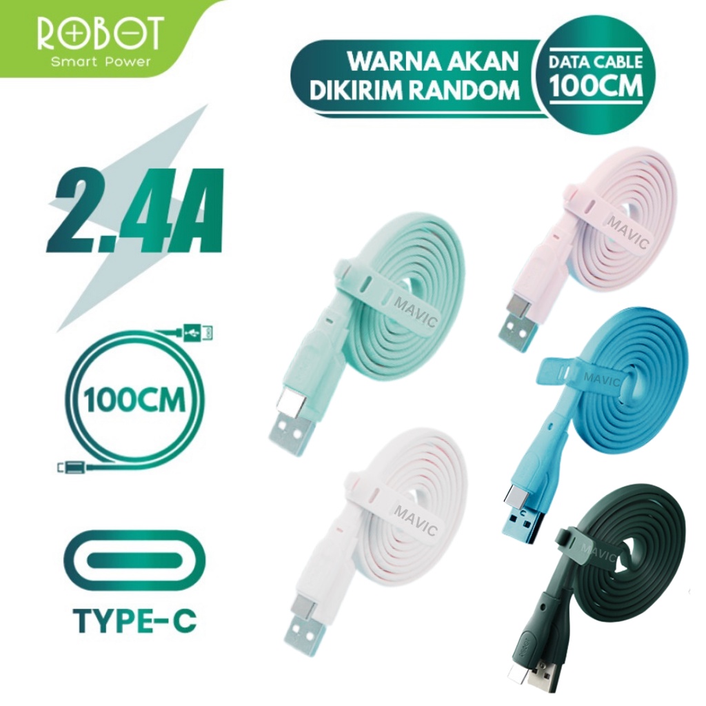 Jual [ PER PCS ] ROBOT RT-AC100 Kabel Data Cable Charging USB-C Type C ...