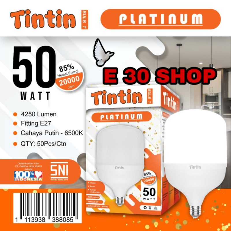 Jual Lampu LED Buld T Tin Tin Platinum 50 watt Cahaya Putih | Shopee ...