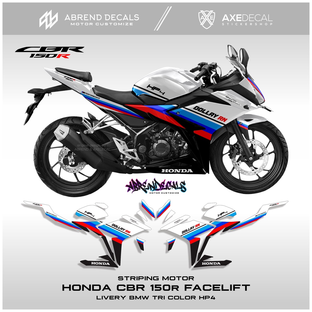 Jual STRIPING CBR 150 R FACELIFT LIVERY BMW TRI COLOR CUSTOM / STIKER MOTOR HONDA CBR 150R ...