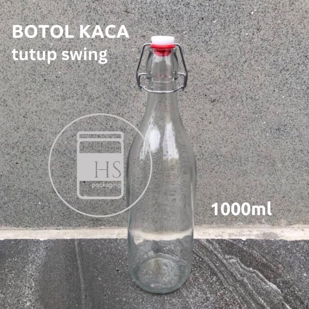 Jual Botol Kaca 1000ml 500ml tutup swing / glass bottle 1L 500ml ...