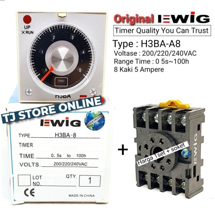 Jual Terlaris Tdr On Delay Omron Timer H3Ba-8 220V Ac 0.5 Detik S/D 100 ...