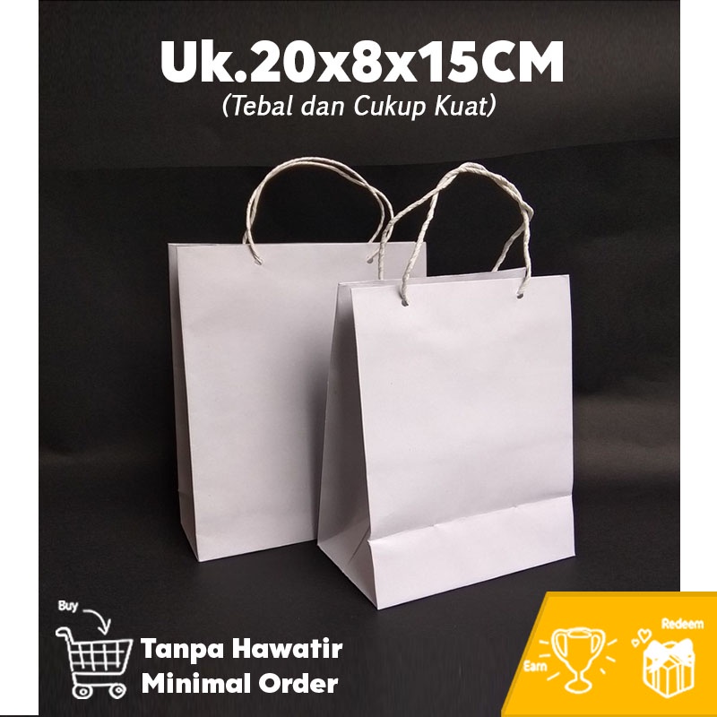 Jual Paper Bag Putih Midel Uk. 20x8x15cm / Paper Bag Polos Packing ...