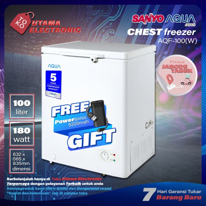 Jual PROMO FREEZER BOX AQUA SANYO 100W ORIGINAL | Shopee Indonesia