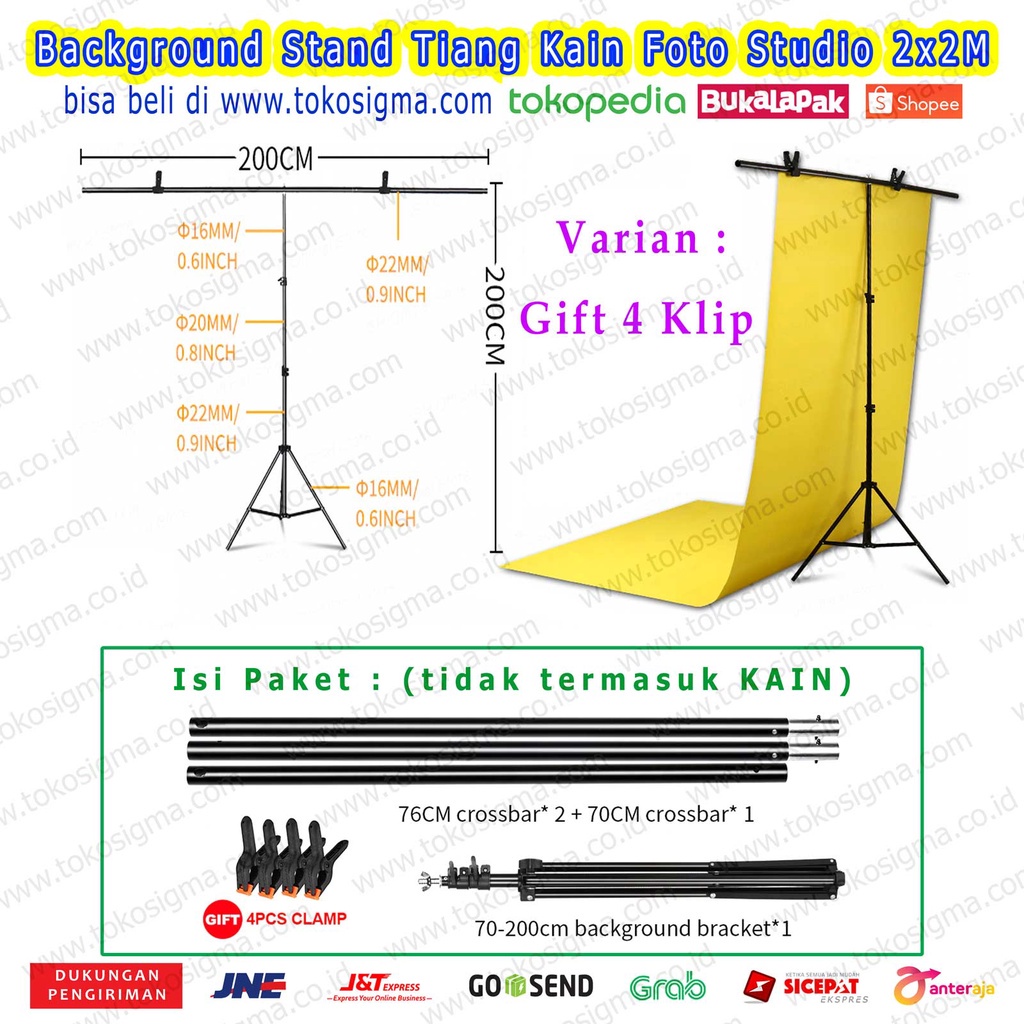 Jual TRENDING Backgroud 2x2 M T Stand Tripod Tiang Green Screen ...