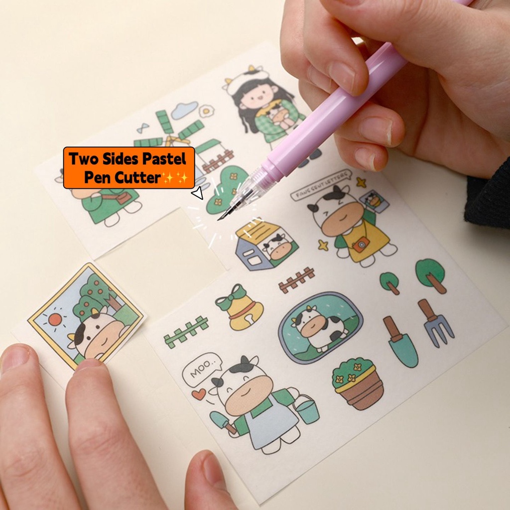 Jual [HARU] Pastel Pen Cutter Two Sides Carving Pen Sticker DIY Pisau ...