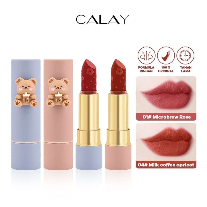 Jual [BPOM] CALAY Cute Bear Matte Lipstik Long Lasting Ringan dan ...