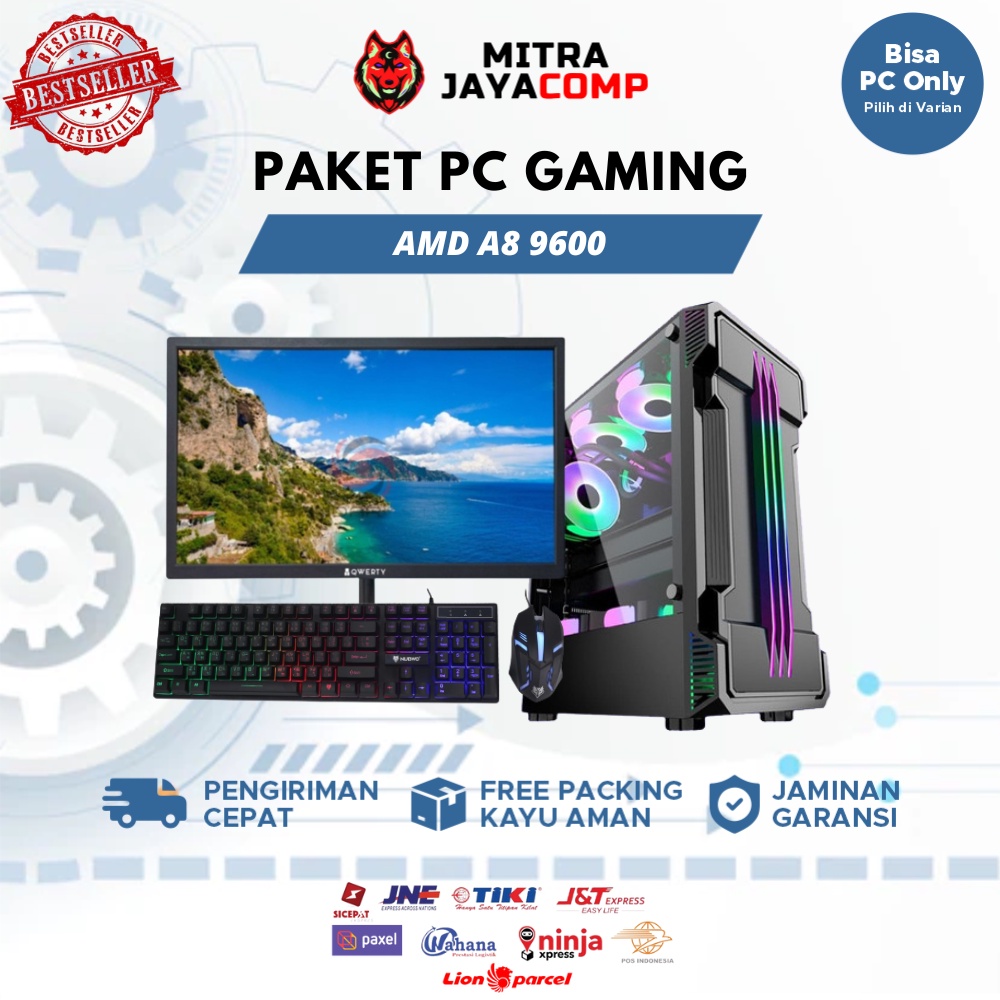 Jual PC Gaming Fullset AMD A8 9600 Ram 16GB HDD SSD + Monitor 19 inch ...