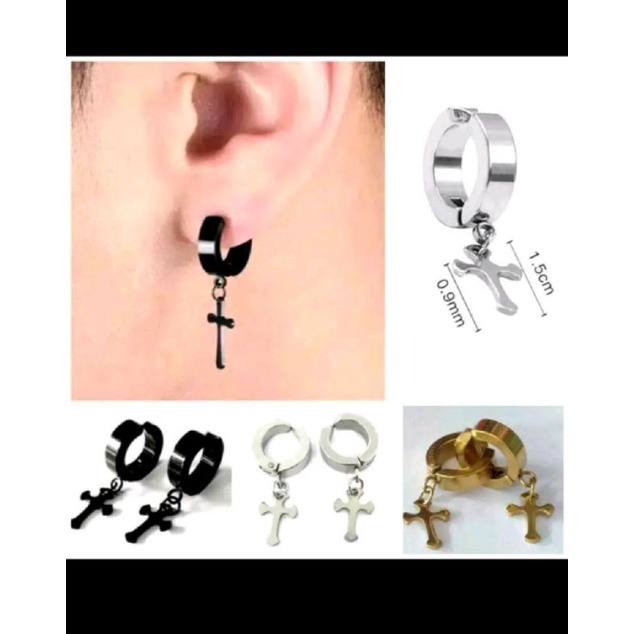 Jual anting cowok salib keren korea kekinian | Shopee Indonesia