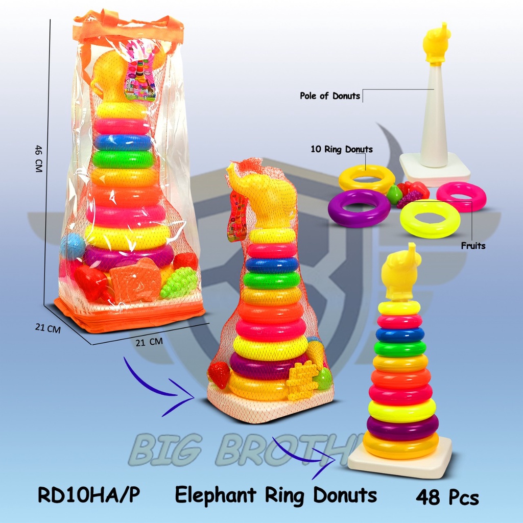 Jual HKF-RD10HA/P Mainan Anak Ring Donat Susun Bongkar Pasang Tower ...