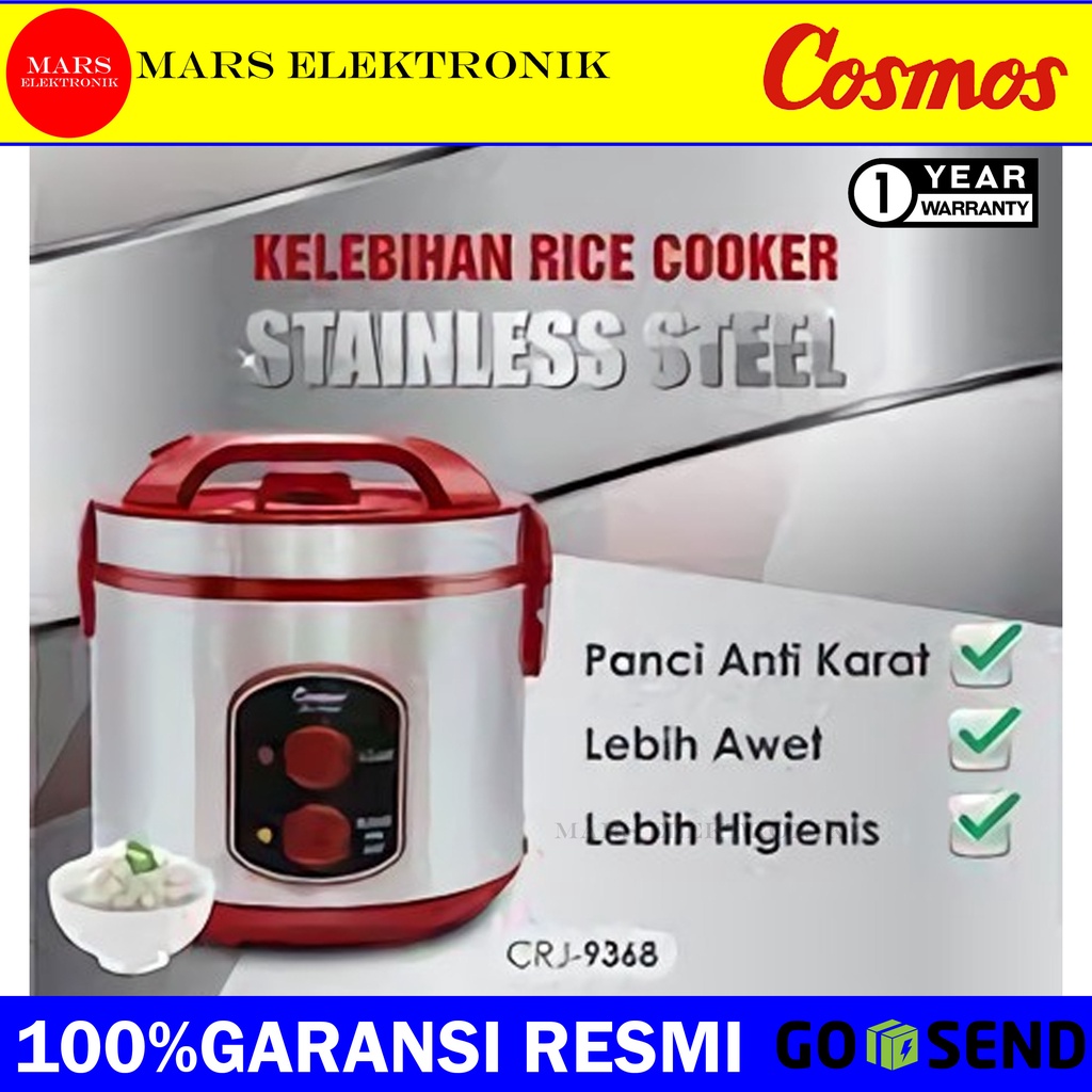 Jual RICE COOKER COSMOS CRJ-9368 - 2 LITER - STAINLESS STEELE POT - CRJ ...