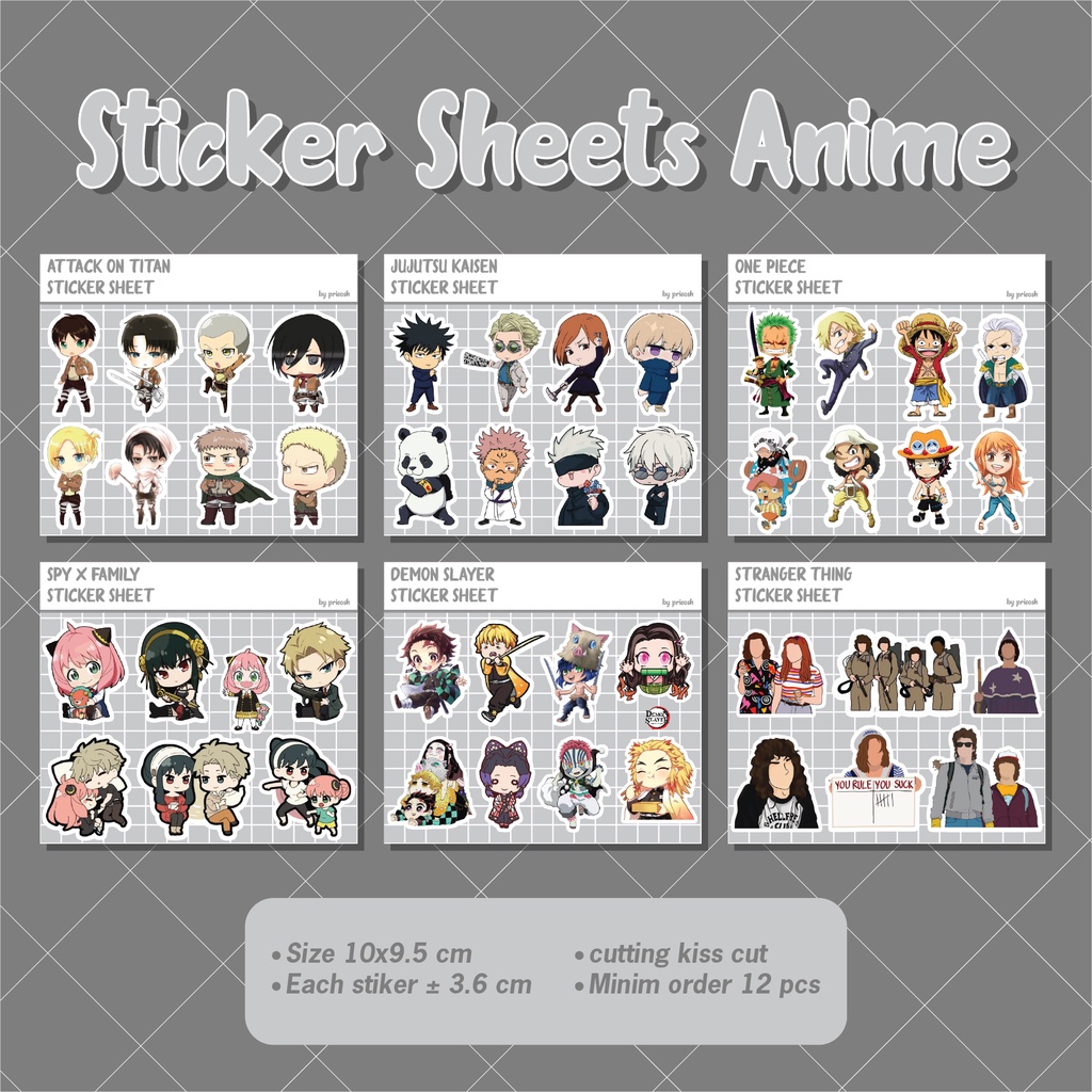 Jual Sticker Sheets Anime || MINIMAL ORDER 12 PCS | Shopee Indonesia