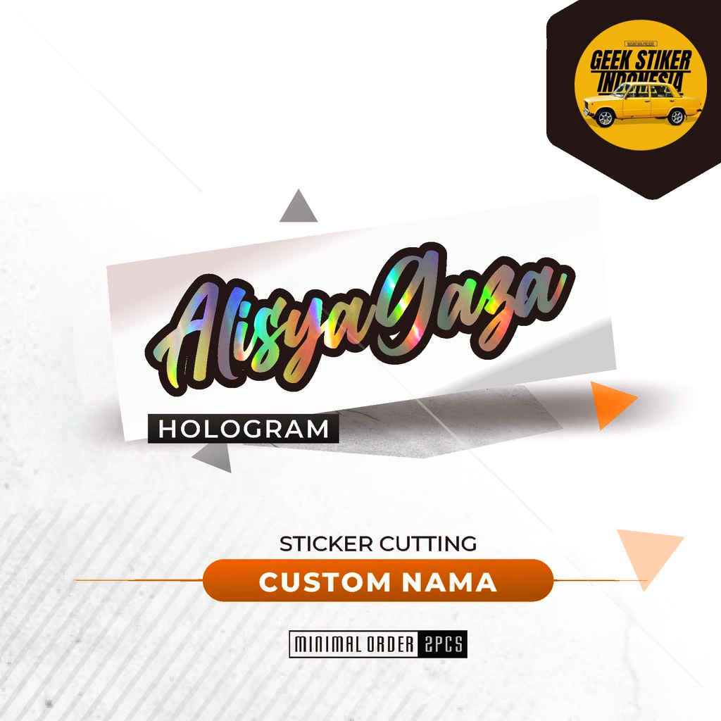 Jual Sticker Hologram Cutting | Custom Nama/Teks | Untuk Laptop, Motor ...