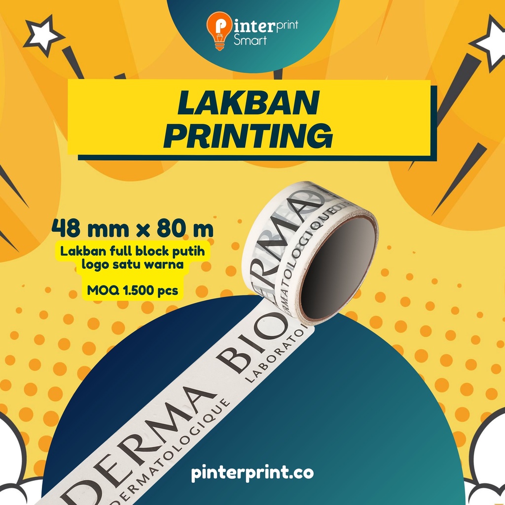 Jual Lakban Custom Dasar Warna/Putih (1 desain) | uk. 4,8 CM x 80 M ...