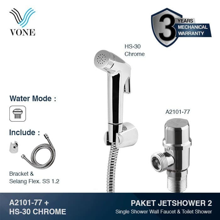 Jual VONE HS-30 CHROME + A2101-77 PAKET JET TOILET SHOWER 2 STOP KRAN ...