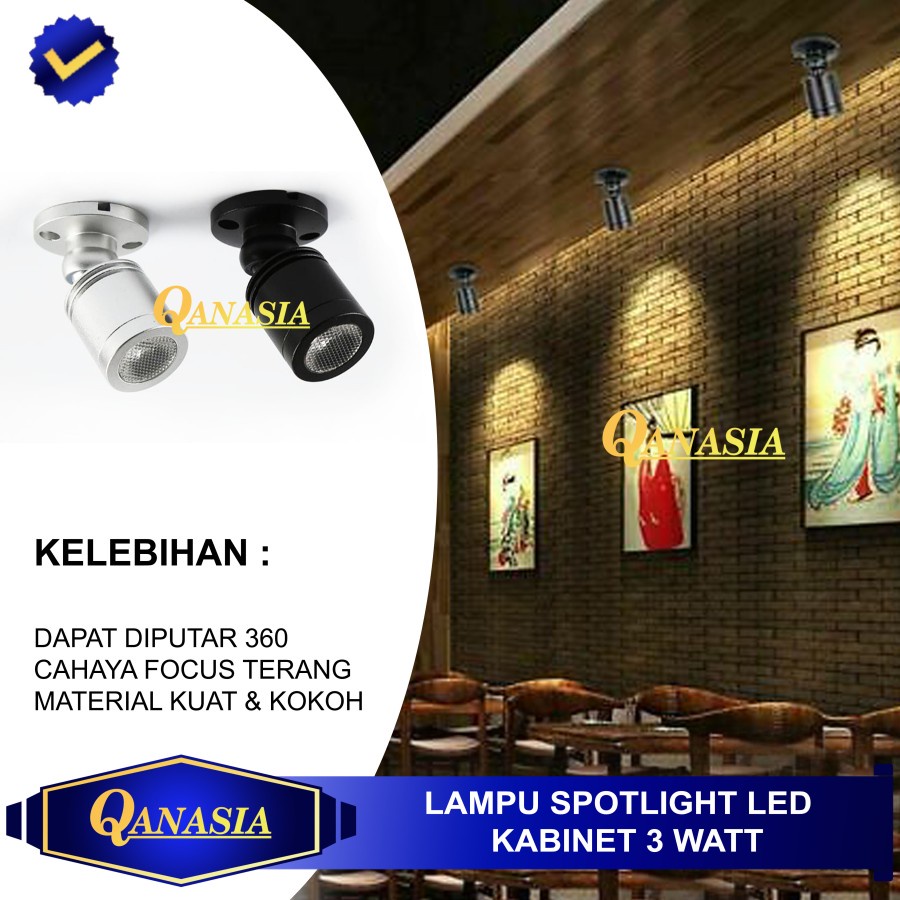 Jual Lampu Sorot Plafon Tempel LED Mini 3W - Spotlight Kecil Terang ...