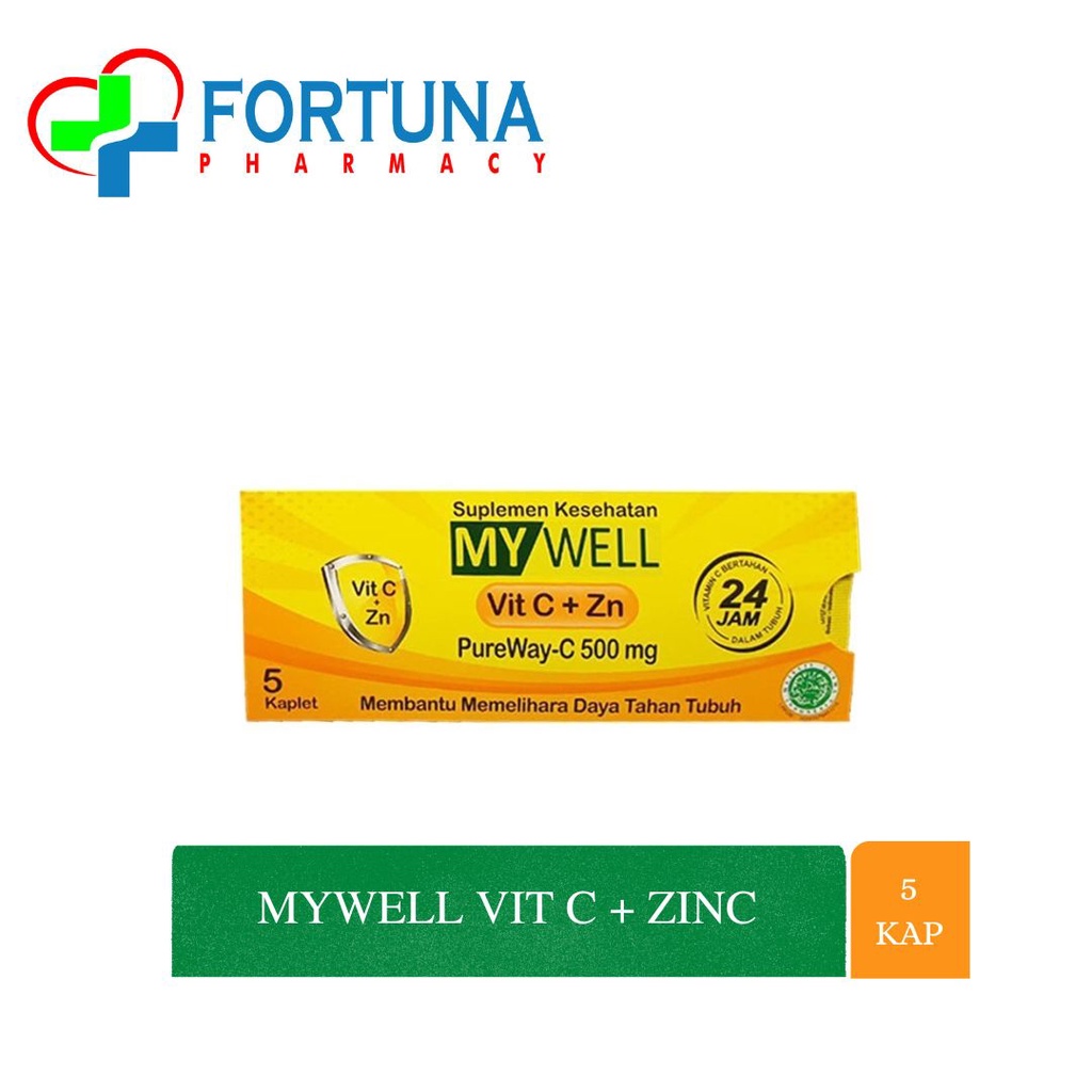 Jual MYWELL Vitamin C + Zinc - 1 strip isi 5 kaplet | Shopee Indonesia