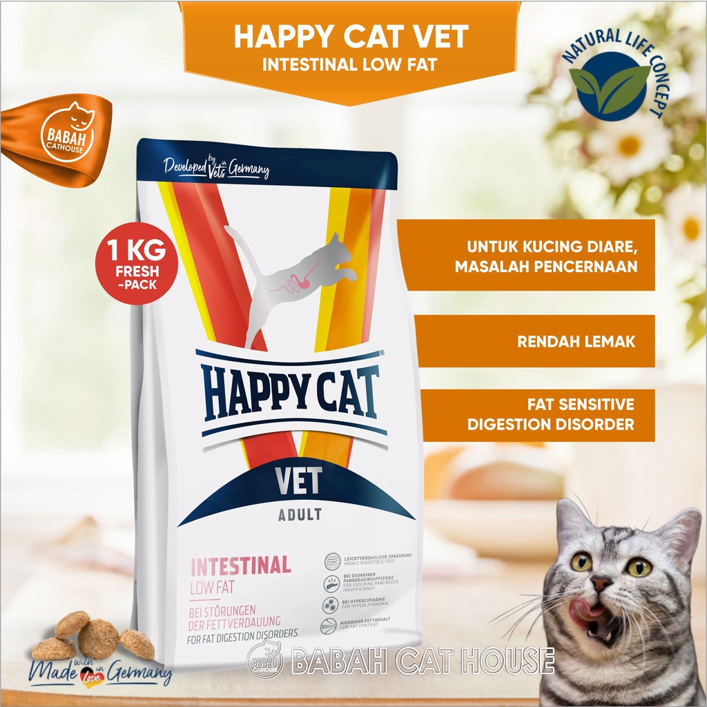 Jual LOW FAT Happy Cat Vet INTESTINAL 1kg GASTRO Makanan Kucing Rendah ...