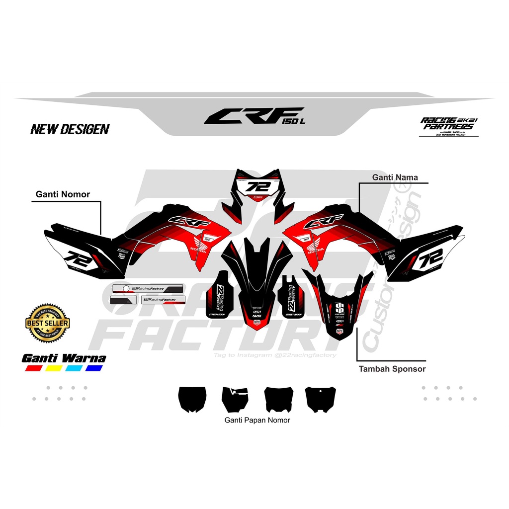 Jual DECAL STIKER CRF FULLBODY CUSTOM BISA TAMBAH NAMA/NOMOR/SPONSOR ...
