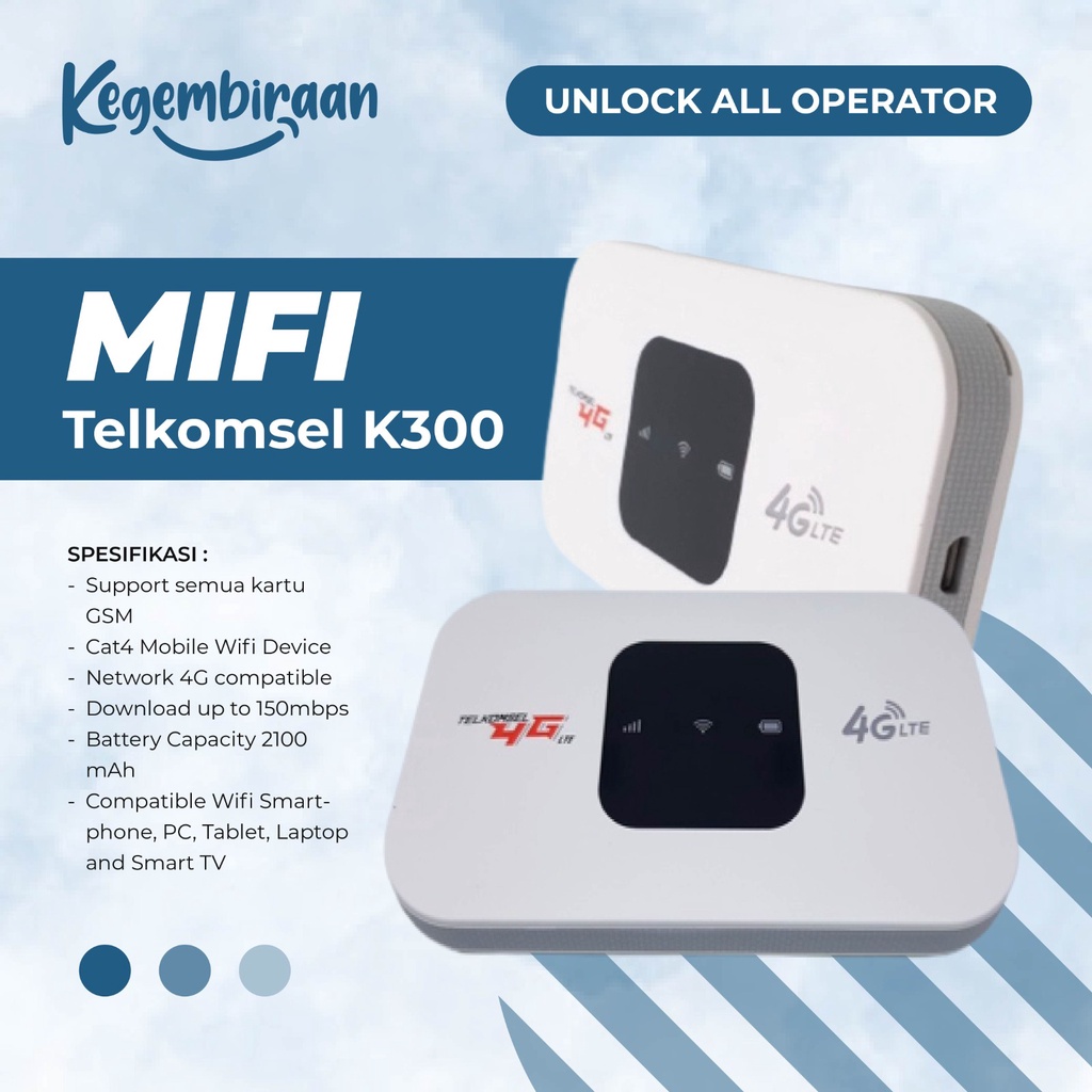 Jual Modem Wifi Mifi Portable Telkomsel K300 4G LTE Mobile Wifi Unlock All Operator | Shopee ...