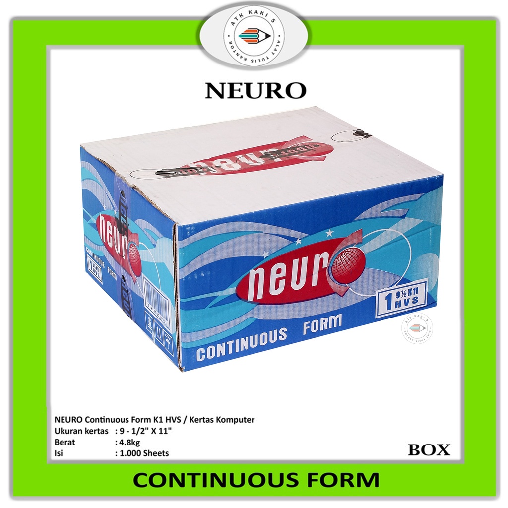 Jual NEURO - Continous Form 9 1/2 x 11 1 Ply ( K1 ) HVS - Box | Shopee ...