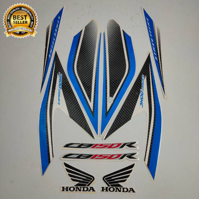 Jual striping honda cb150r cb 150 r 2016 putih Lis biru | Shopee Indonesia