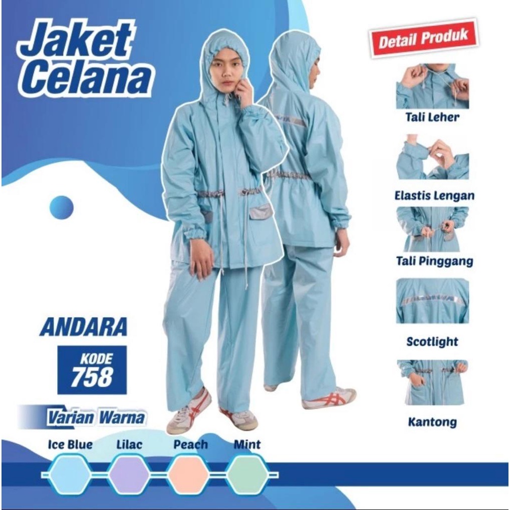Jual Jas Hujan Setelan Celana Parka Andara Plevia - 758 | Shopee Indonesia