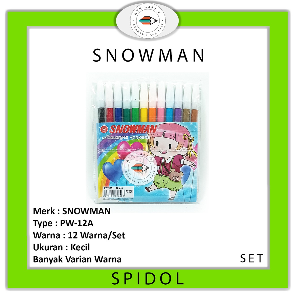 Jual SNOWMAN - Spidol kecil marker 12 warna - sign pen - Set | Shopee ...