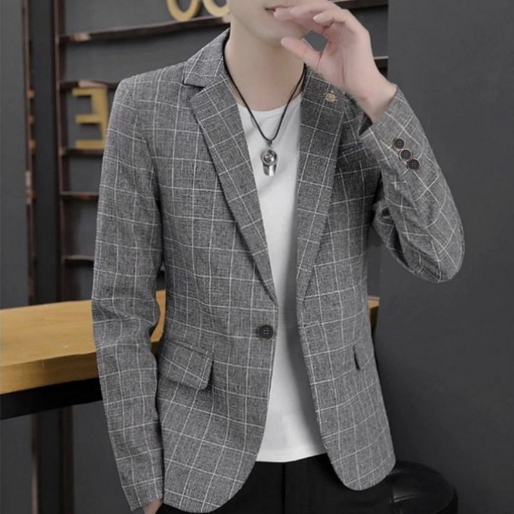 Jual Jas Blazer Tartan Pria Formal SlimFit / Blazer Pria Kotak-kotak ...