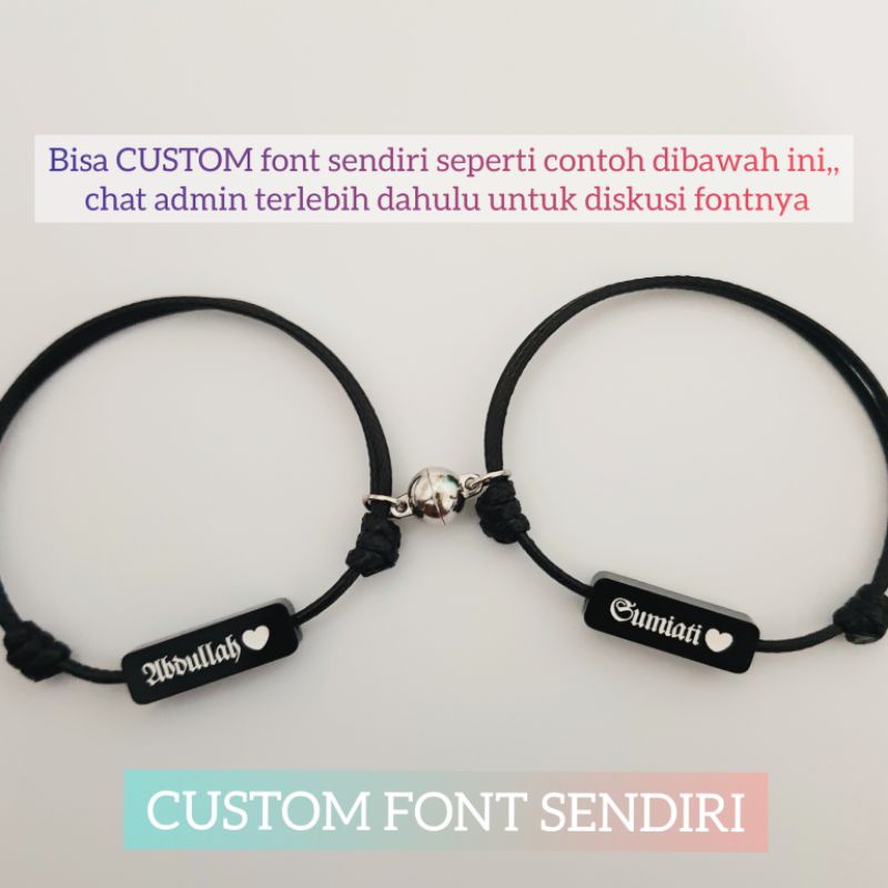 Jual GELANG COUPLE MAGNET CUSTOM NAMA/ ANGKA/ LOGO | Shopee Indonesia