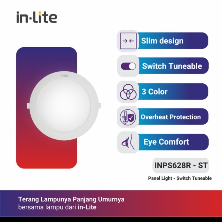 Jual LED Lampu Downlight Panel Inbow 6-12 Watt – Bulat (INPS628R-ST ...