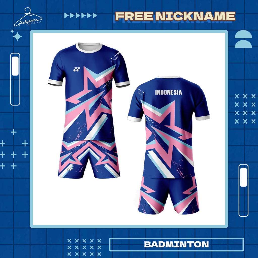Jual Kaos Baju Jersey Bulutangkis Olahraga Badminton Motif Pattern ...